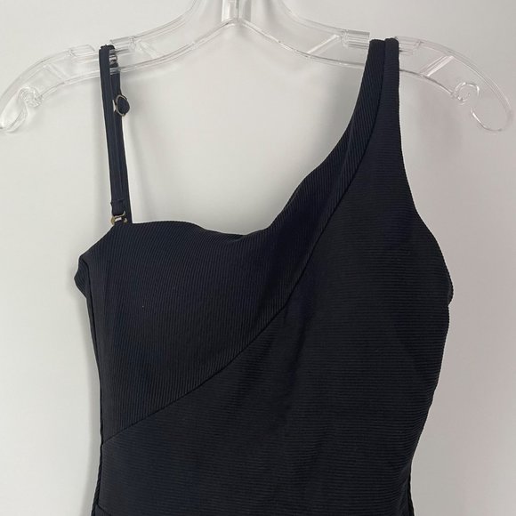 BECCA | Swim | Nwt Becca Black Adeline Rib One Shoulder One Piece ...